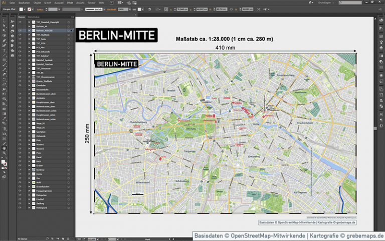 Berlin-Mitte Stadtplan Vektorkarte - grebemaps Kartographie