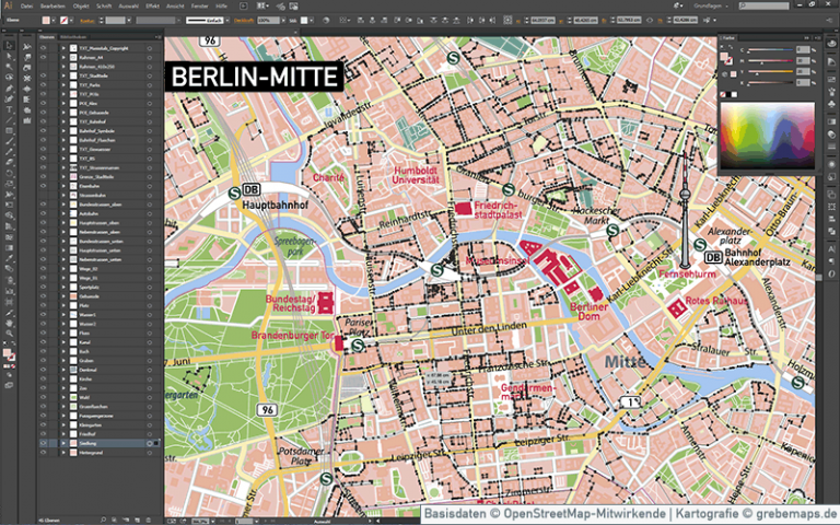 Berlin-Mitte Stadtplan Vektorkarte - grebemaps Kartographie