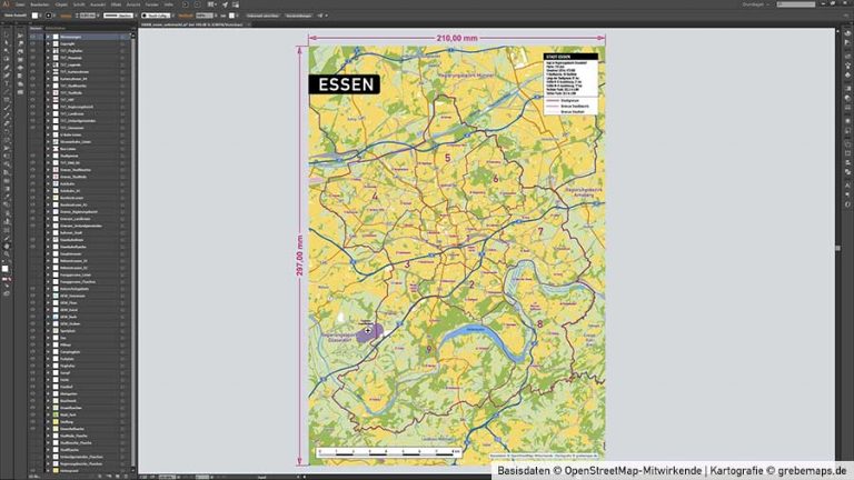 Essen Stadtplan Vektor Stadtbezirke Stadtteile Topographie
