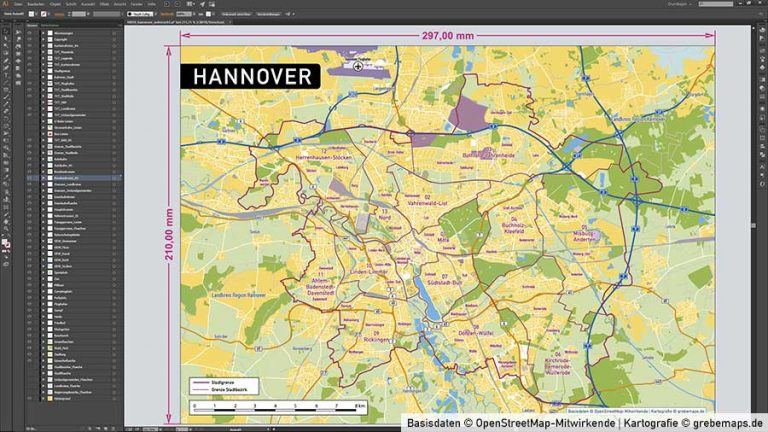 Hannover Stadtplan Vektor Stadtbezirke Topographie
