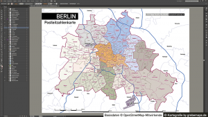 Berlin Stadtplan Postleitzahlen PLZ-5 Topographie Stadtbezirke Stadtteile