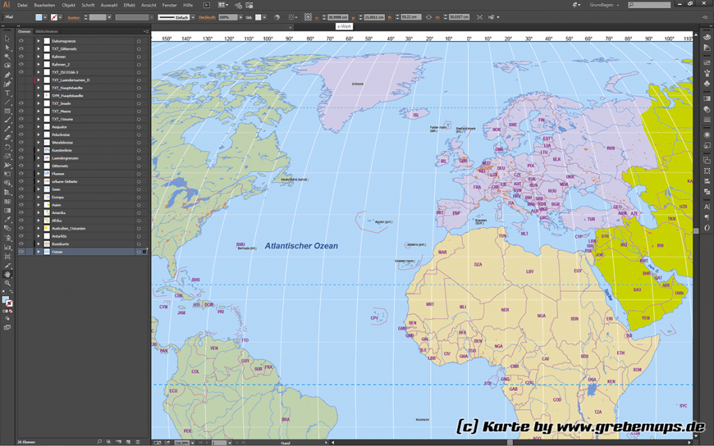 Weltkarte Vektor (Robinson) - grebemaps® B2B-KartenShop (GKA)