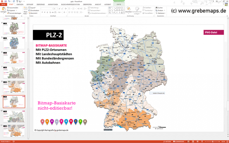 Deutschland PowerPoint-Karte Postleitzahlen PLZ-2