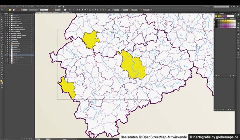 Nordrhein-Westfalen Vektorkarte NRW Landkreise Regierungsbezirke Gemeinden