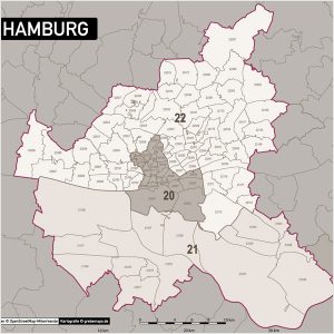 Hamburg Postleitzahlen-Karte PLZ-5 Vektorkarte - grebemaps Kartographie
