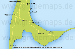 Sylt Vektorkarte Sylt Vektorkarte einfache Inselkarte - grebemaps ...