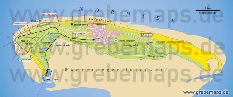 Inselkarte Wangerooge Nordseeheilbad für Print - Drucksachen - Flyer