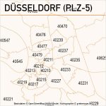 Düsseldorf Postleitzahlen-Karte PLZ-5 Vektor - grebemaps Kartographie