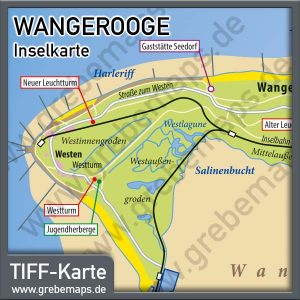 Inselkarte Wangerooge Nordseeheilbad für Print - Drucksachen - Flyer