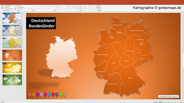 D-A-CH PowerPoint-Karte Deutschland Austria Schweiz