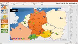 D-A-CH PowerPoint-Karte Deutschland Austria Schweiz