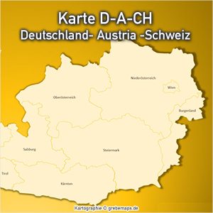 D-A-CH PowerPoint-Karte Deutschland Austria Schweiz