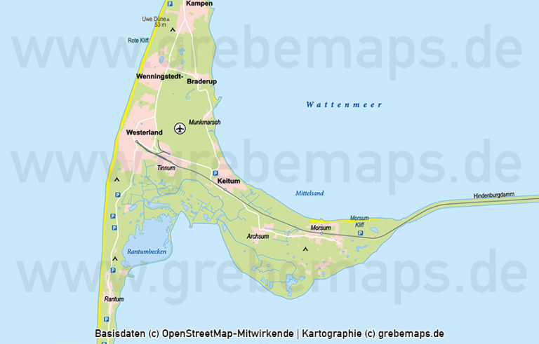 Sylt Vektorkarte Basiskarte - grebemaps® Kartographie