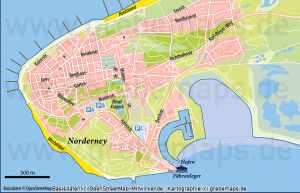 Norderney Ortsplan mit Gebäuden Vektorkarte - grebemaps® Kartographie