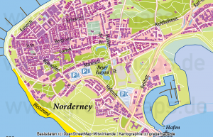 Norderney Ortsplan mit Gebäuden Vektorkarte - grebemaps® Kartographie