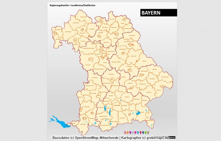 Bayern PowerPoint-Karte Landkreise Gemeinden - grebemaps Kartographie