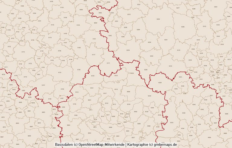 Bayern PowerPoint-Karte Postleitzahlen PLZ-5 (5-stellig) mit München ...
