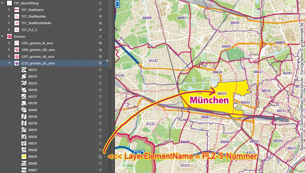 München Stadtplan mit Stadtbezirken Stadtteilen Postleitzahlen PLZ-5