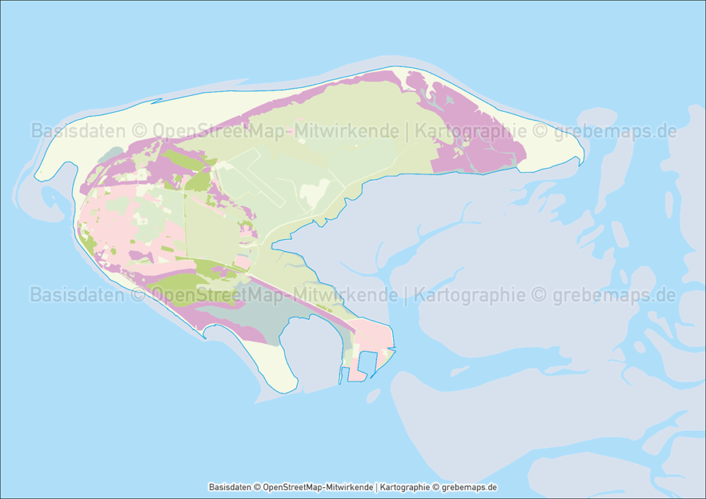 Borkum Inselkarte mit Gebäuden Vektorkarte - grebemaps® Kartographie