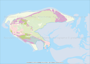 Borkum Inselkarte mit Gebäuden Vektorkarte - grebemaps® Kartographie