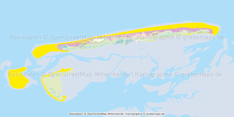 Juist Inselkarte mit Gebäuden Vektorkarte - grebemaps® Kartographie