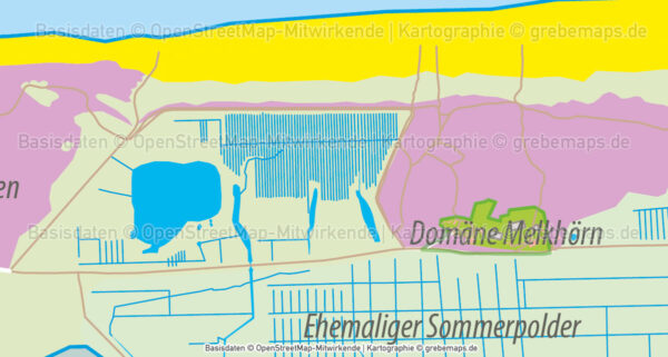 Langeoog Inselkarte mit Gebäuden Vektorkarte - grebemaps® Kartographie