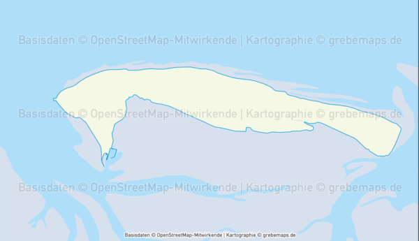 Wangerooge Inselkarte mit Gebäuden Vektorkarte - grebemaps® Kartographie