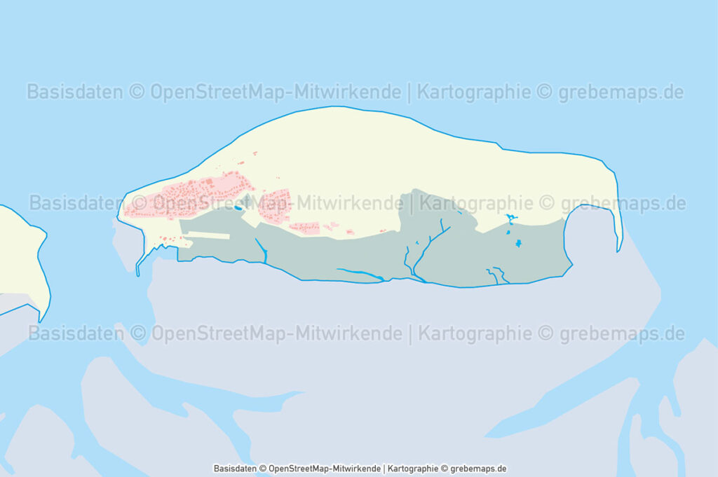 Baltrum Inselkarte mit Gebäuden Vektorkarte - grebemaps® Kartographie