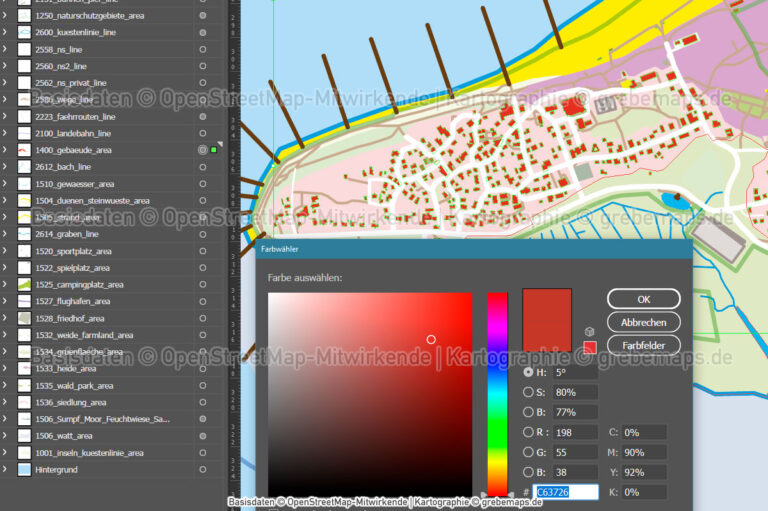 Baltrum Inselkarte mit Gebäuden Vektorkarte - grebemaps® Kartographie