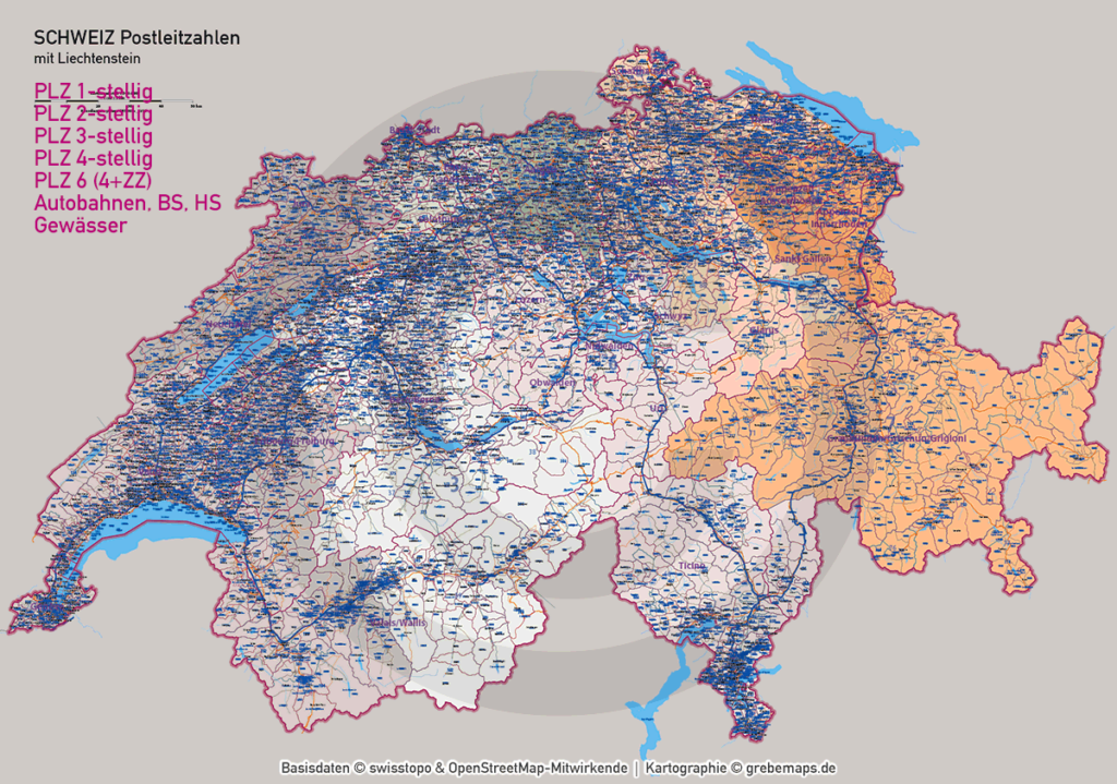 Schweiz Vektorkarte Kantone Gemeinden - grebemaps Kartographie