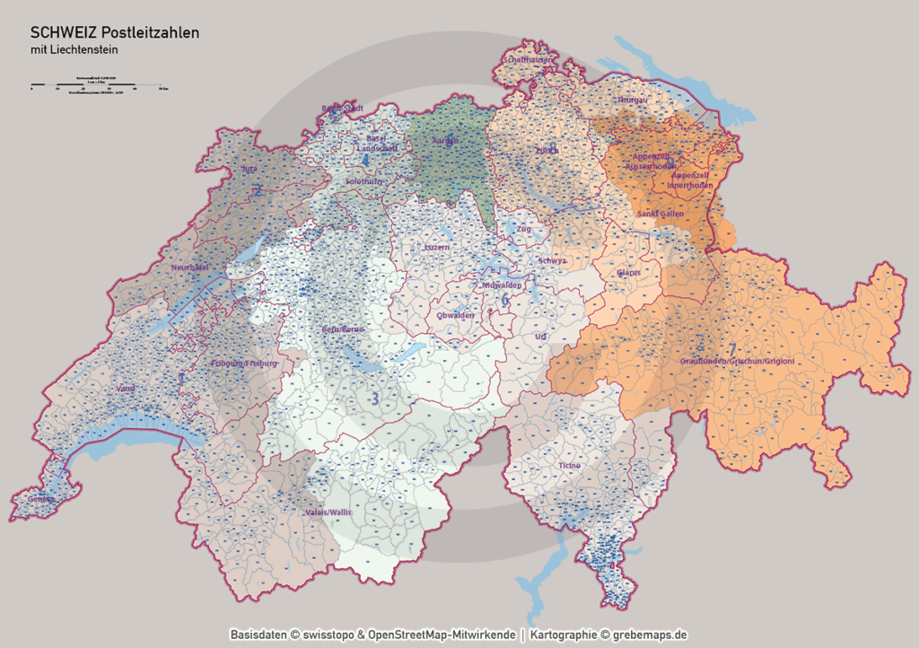 Schweiz Vektorkarte Kantone Gemeinden - grebemaps Kartographie