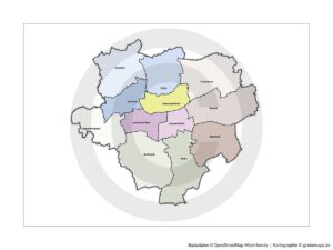 Dortmund Vertriebskarte Postleitzahlen PLZ-5 Stadtbezirke ...