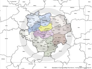 Dortmund Vertriebskarte Postleitzahlen PLZ-5 Stadtbezirke ...