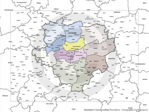 Dortmund Vertriebskarte Postleitzahlen PLZ-5 Stadtbezirke ...