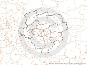 Dortmund Vertriebskarte Postleitzahlen PLZ-5 Stadtbezirke ...