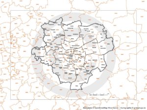 Dortmund Vertriebskarte Postleitzahlen PLZ-5 Stadtbezirke ...