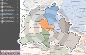 Berlin Basiskarte Postleitzahlen PLZ-5 Stadtbezirke Stadtteile Vektorkarte