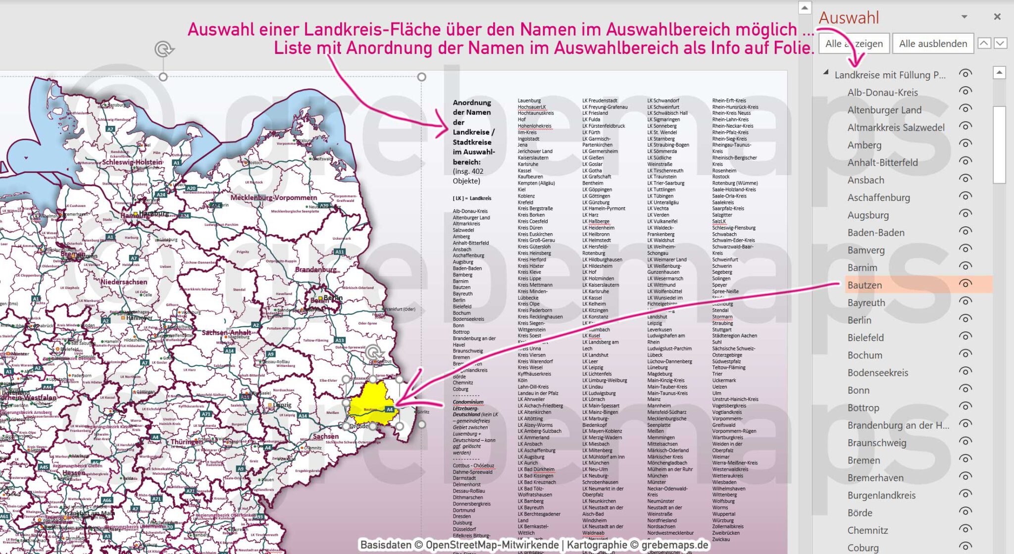 Deutschland PowerPoint-Karte Landkreise