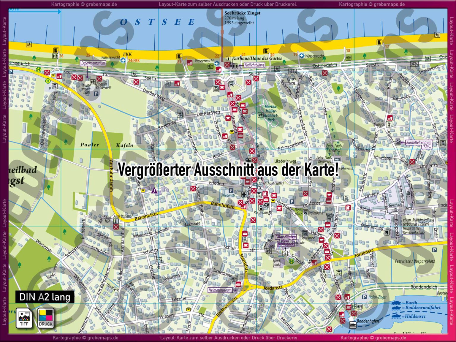 Zingst Ortsplan TouristMap Layout-Karte Landkarte - DIN A2 lang ...