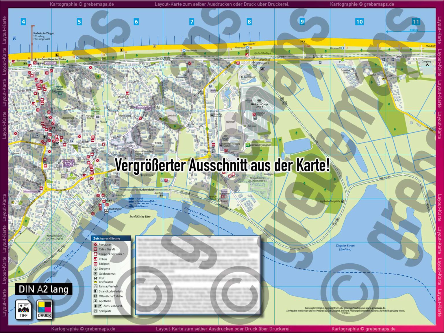 Zingst Ortsplan TouristMap Layout-Karte Landkarte - DIN A2 lang ...