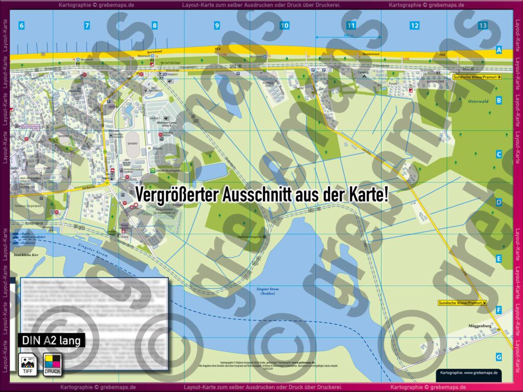 Zingst Ortsplan TouristMap Layout-Karte Landkarte - DIN A2 lang ...