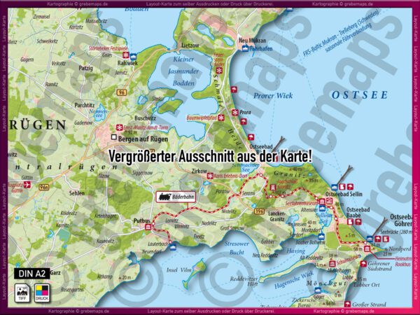 Rügen Übersichtskarte Insel-Karte Landkarte TouristMap Layout-Karte ...