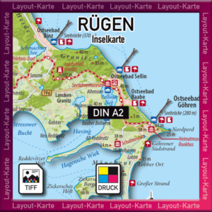 Rügen Übersichtskarte Insel-Karte Landkarte TouristMap Layout-Karte ...