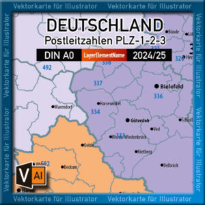 Deutschland Postleitzahlenkarte PLZ-1-2-3 (1-/2-/3-stellig) mit ...