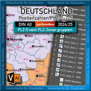 Vektorkarten Postleitzahlenkarten für Illustrator - grebemaps Kartographie