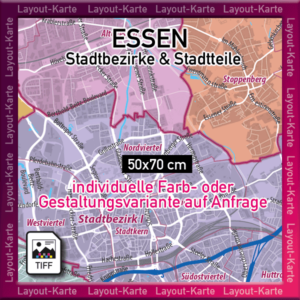 Essen Layout-Karte Stadtkarte mit Stadtbezirken und Stadtteilen ...
