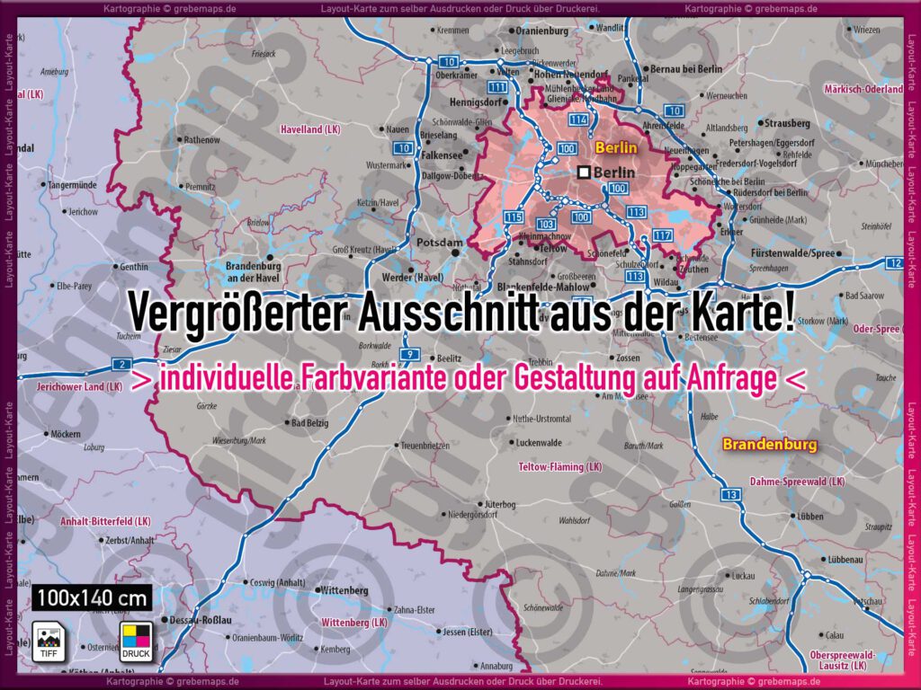 Deutschland Layout-Karte Autobahnen Landkreise Bundesländer Landkarte ...