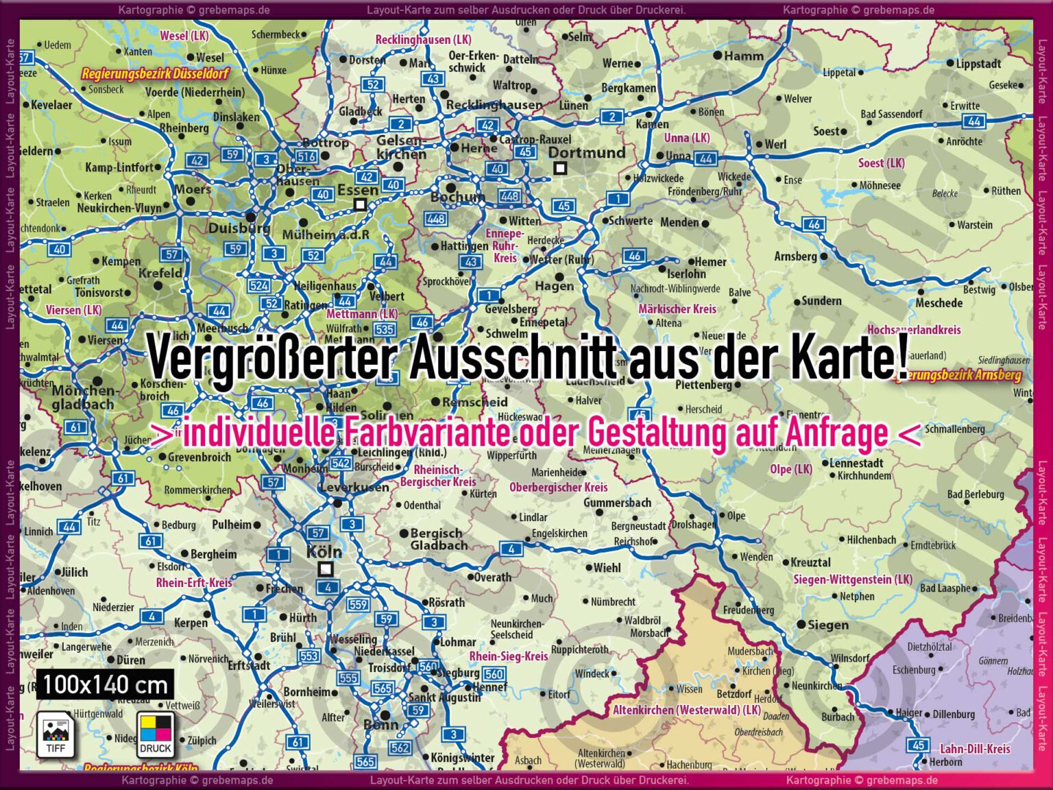 Deutschland Layout-Karte Autobahnen Landkreise Bundesländer Landkarte ...