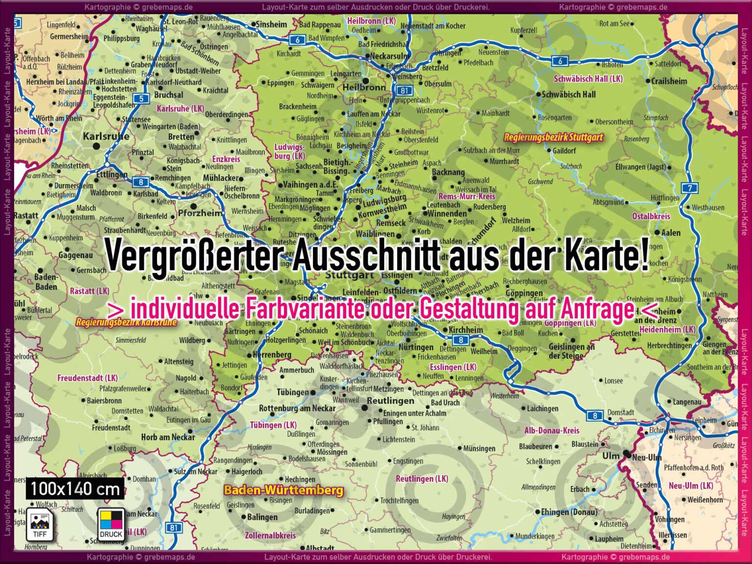 Deutschland Layout-Karte Autobahnen Landkreise Bundesländer Landkarte ...