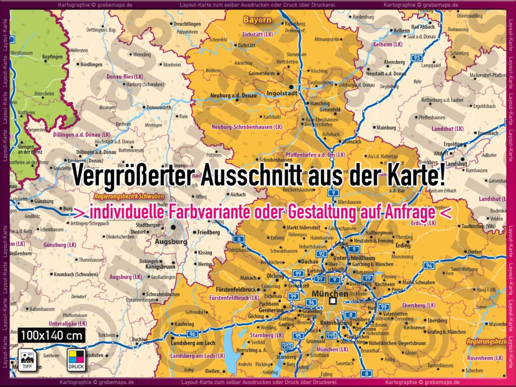 Deutschland Layout-Karte Autobahnen Landkreise Bundesländer Landkarte ...